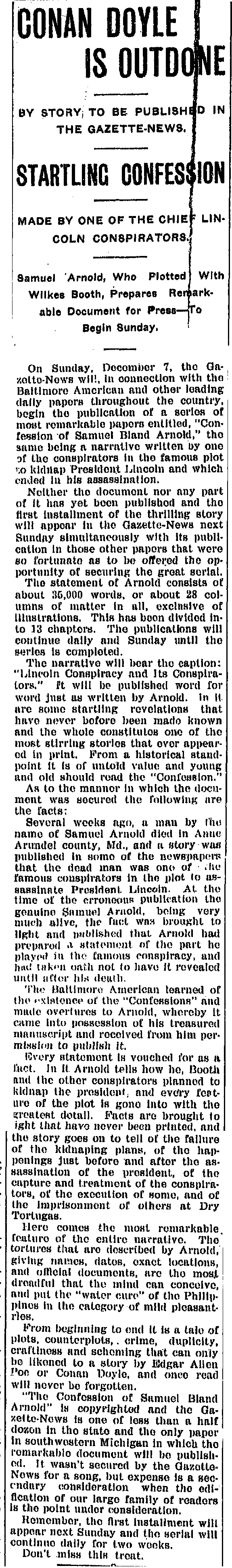 The Nine Lives of Sam Arnold | LincolnConspirators.com