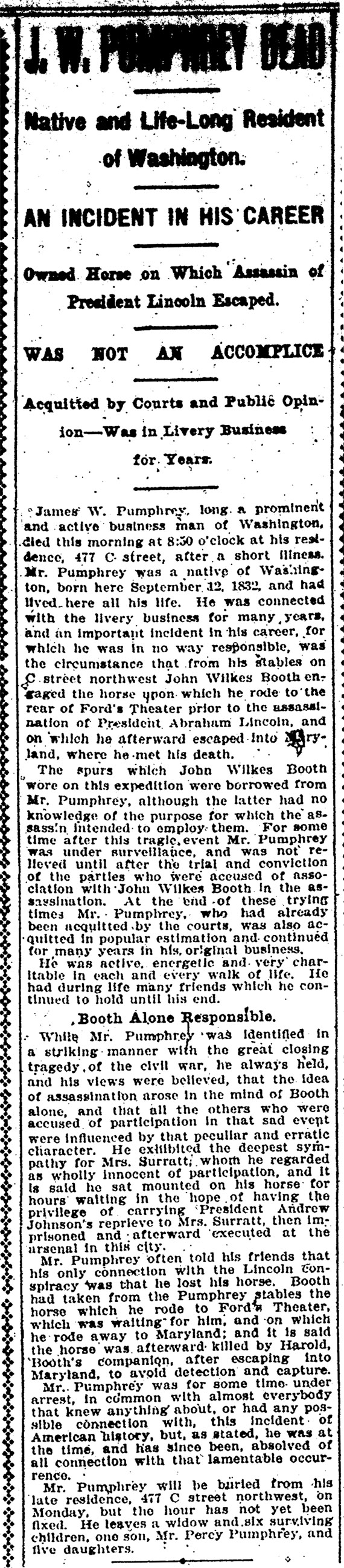 The Grave of James W. Pumphrey | LincolnConspirators.com