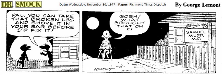 Doctor Smock Dr. Mudd Comic 11-30-1977 | LincolnConspirators.com