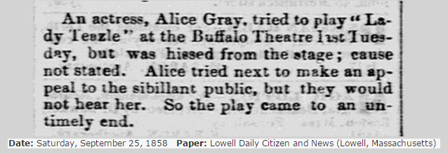Alice Gray: An Actress is Born | LincolnConspirators.com