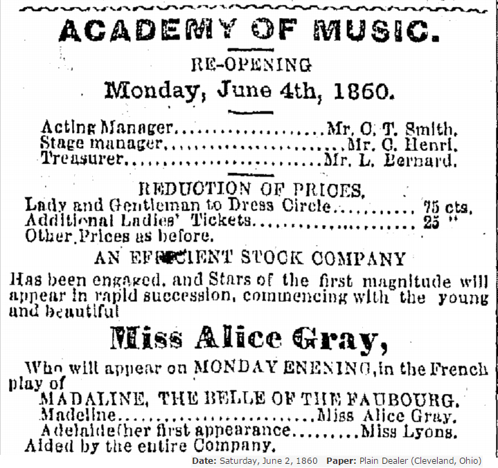 Alice Gray: An Actress is Born | LincolnConspirators.com