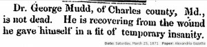 Dr. Mudd’s Suicide Attempt | LincolnConspirators.com