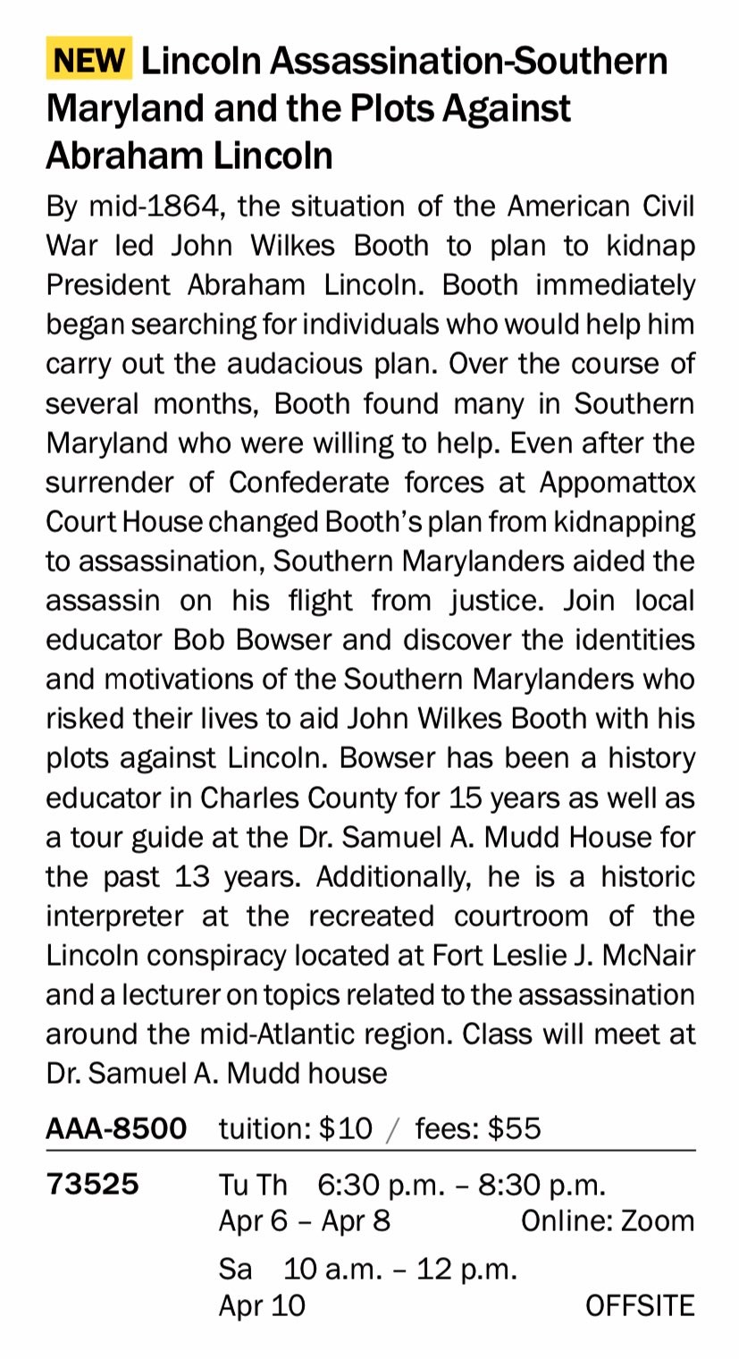 Upcoming Online Classes on the Lincoln Assassination ...